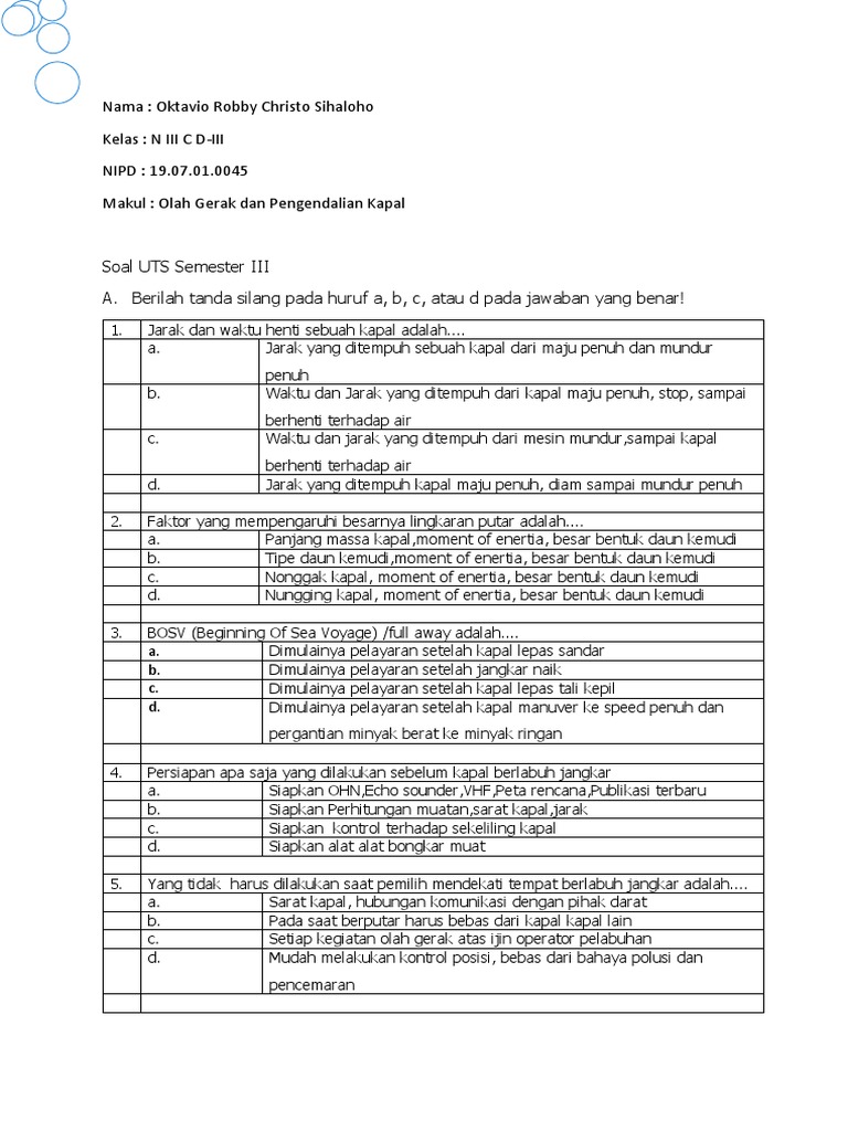 Soal UTS III OGPK (Oktavio Robby) | PDF
