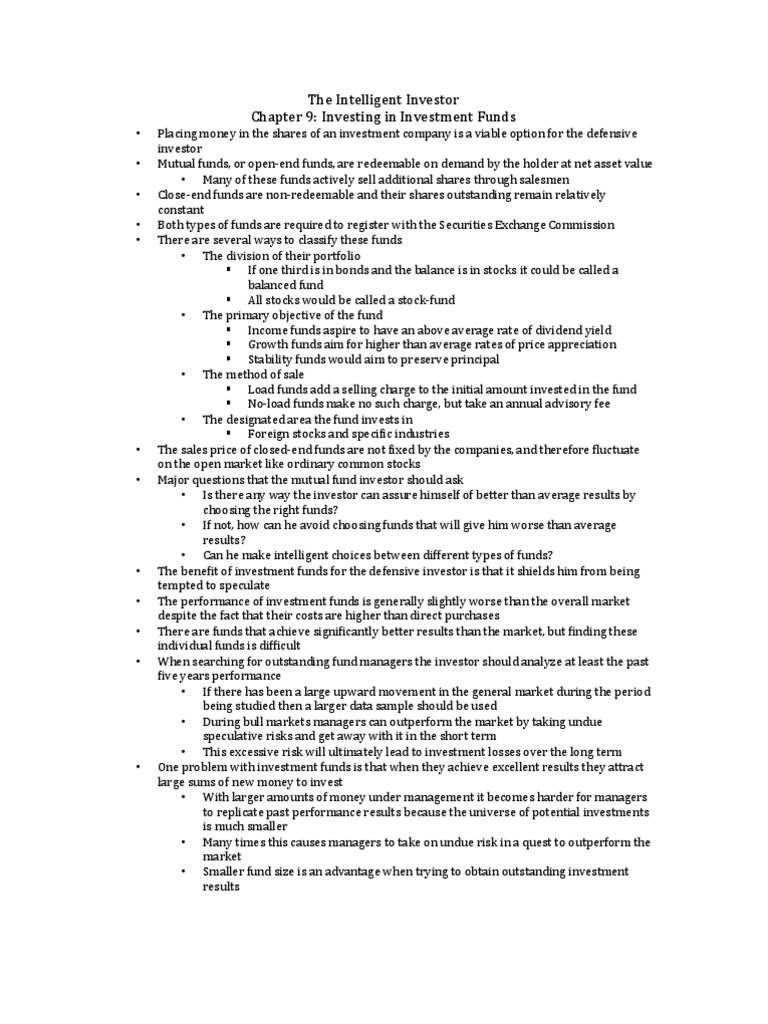 The Intelligent Investor Chapter 9 | PDF | Investor | Investing
