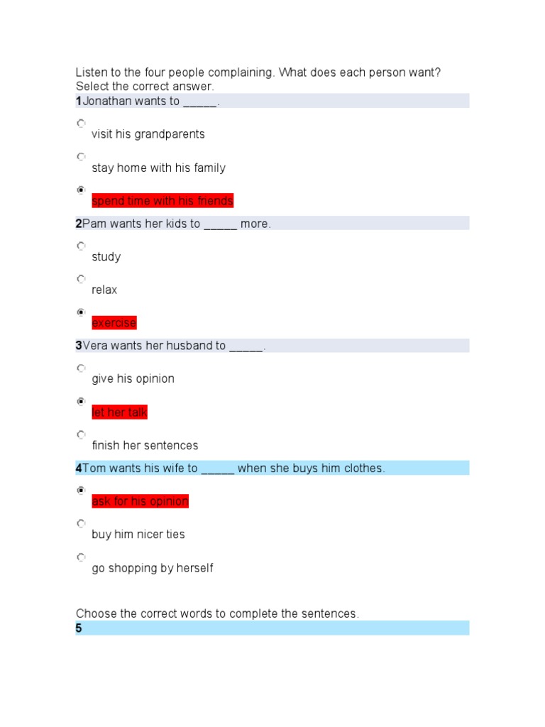 Quiz Unidad 4 (Semana 5) | PDF | Meal | Family