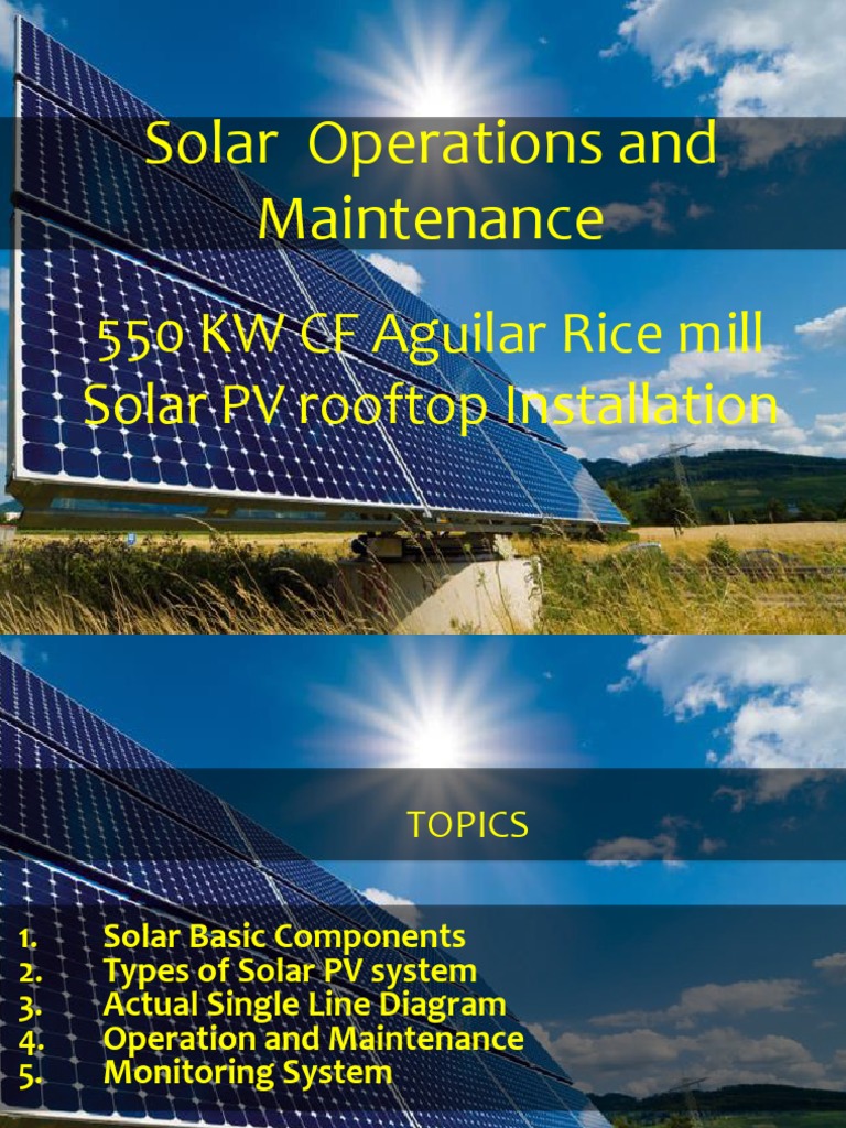 Solar Operations and Maintenance: 550 KW CF Aguilar Rice Mill | PDF ...