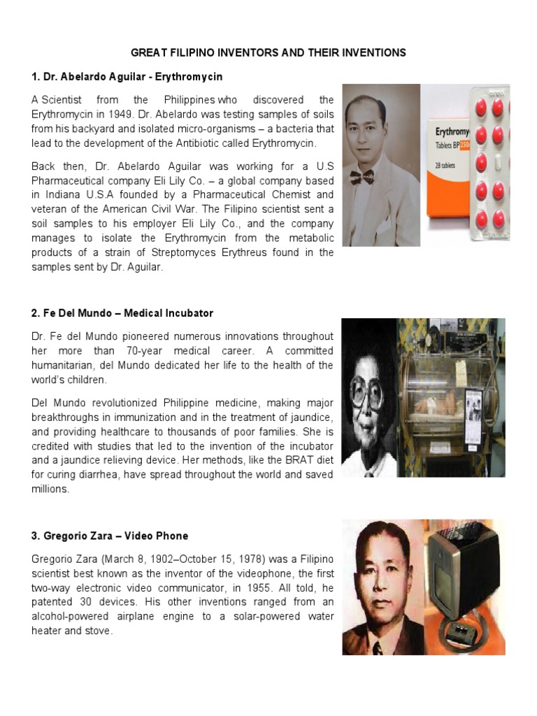 Great Filipino Inventors and Their Inventions 1. Dr. Abelardo Aguilar ...