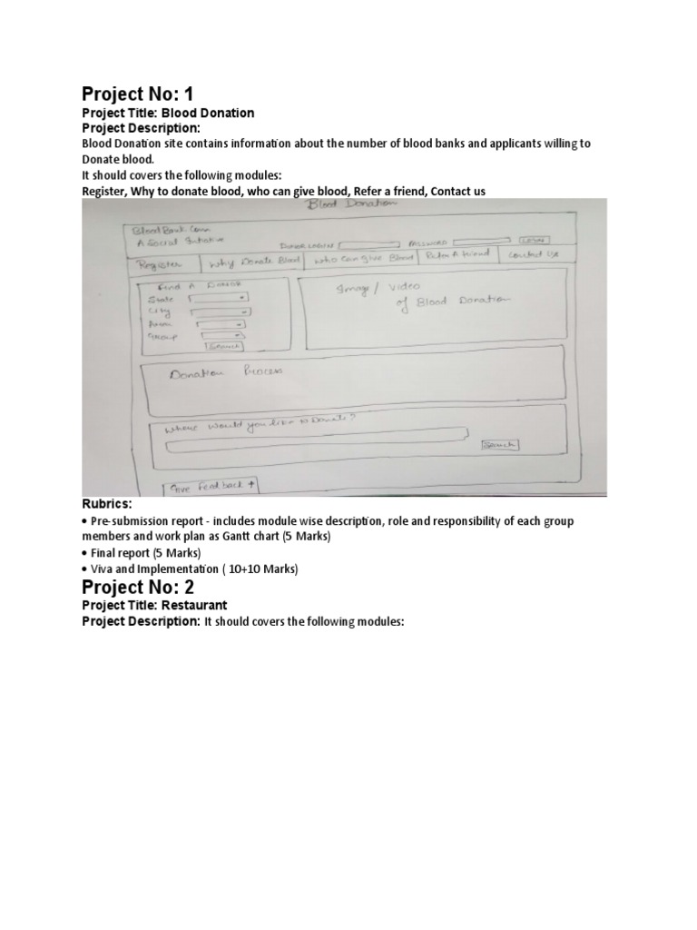Project No: 1: Project Title: Blood Donation Project Description | PDF ...