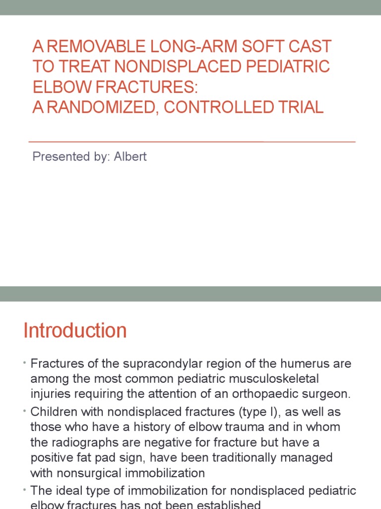 Removable Soft Cast Effective for Pediatric Elbow Fractures | PDF ...