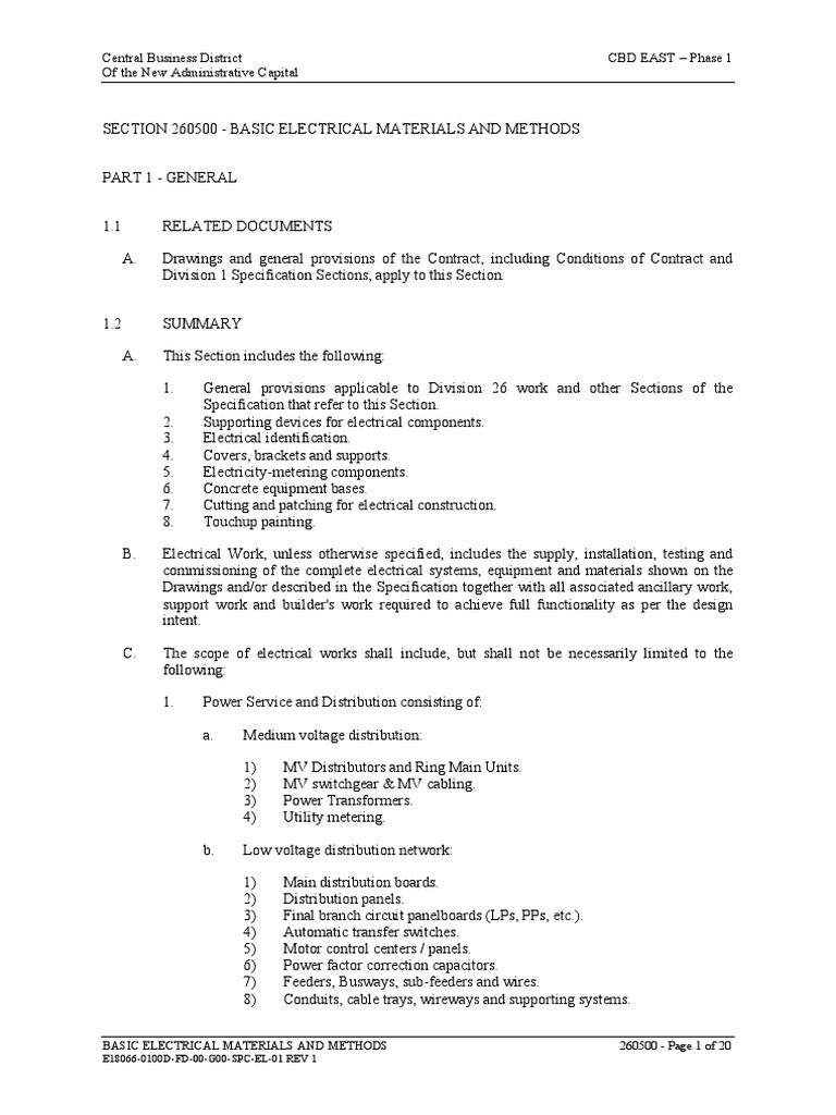 Basic Electrical Materials and Methods-Rev01 | PDF | Pipe (Fluid Conveyance) | Specification ...