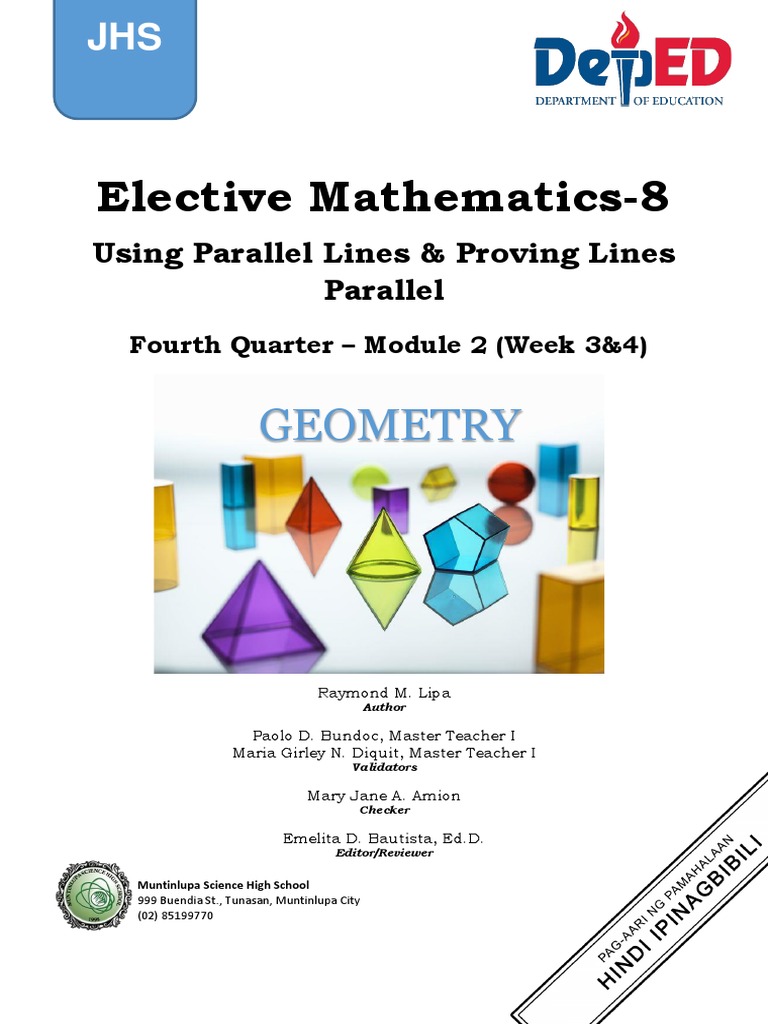 FINAL ELECTIVE MATHEMATICS 8 Module 2 4th Quarter | PDF | Line ...