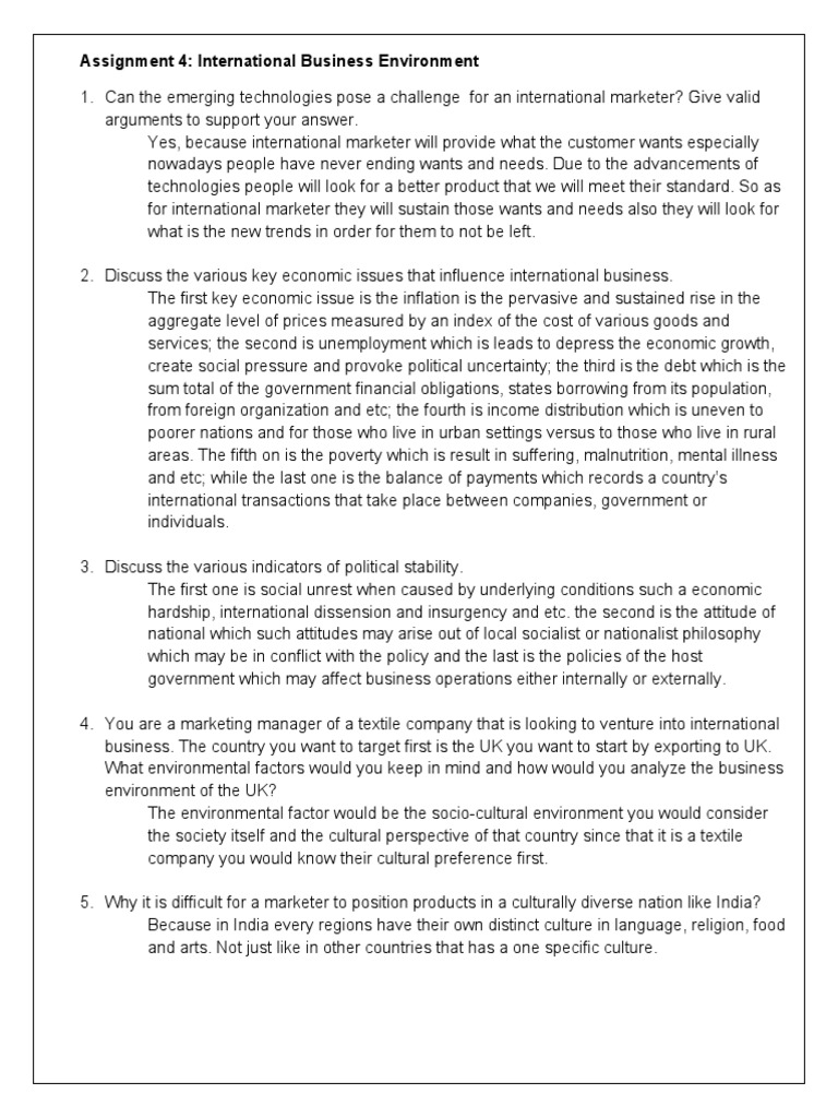Assignment 4: International Business Environment | PDF | Poverty ...