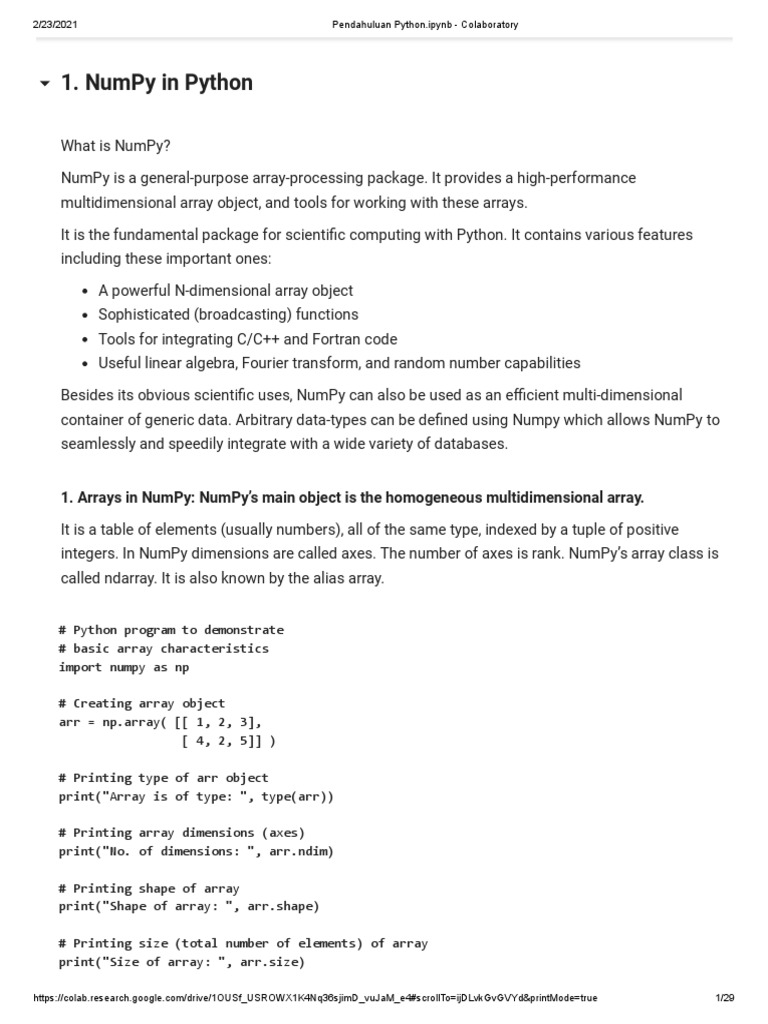 Pendahuluan Python | PDF | Array Data Type | Computer Programming