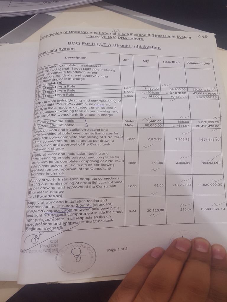 Street Pole + Lighting BOQ Reference | PDF