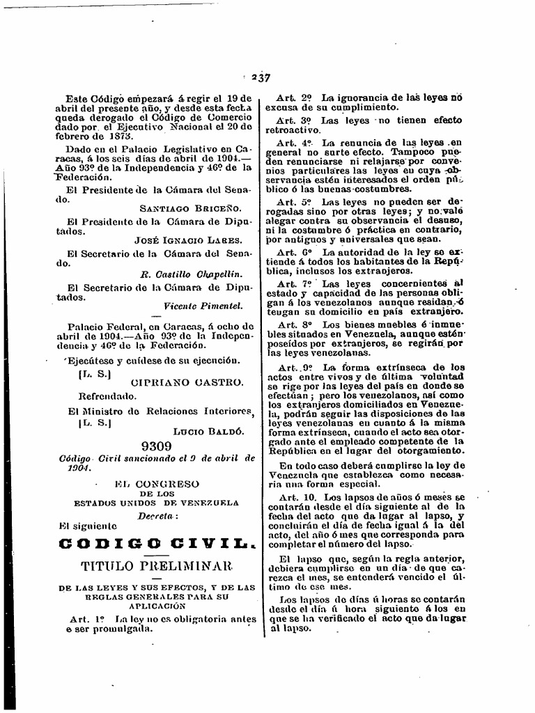 Código Civil de Venezuela de 1904 | PDF