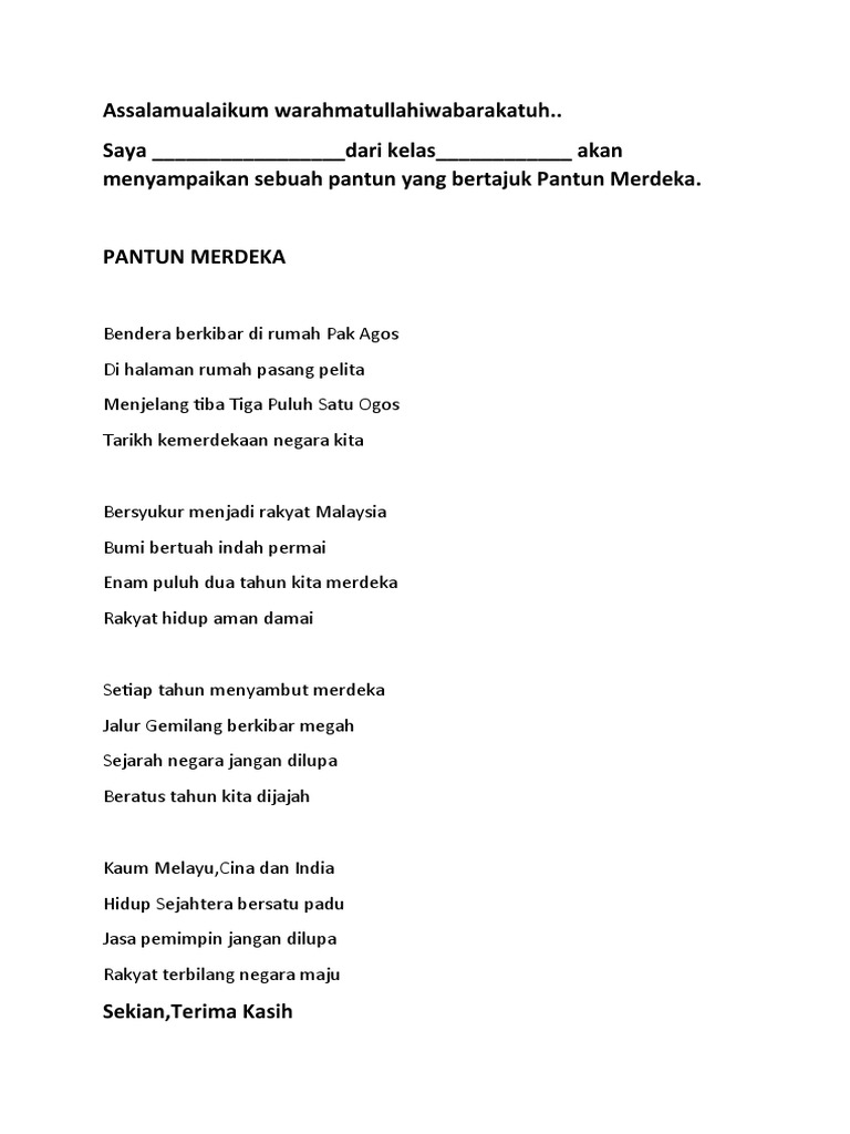 Pantun Merdeka | PDF