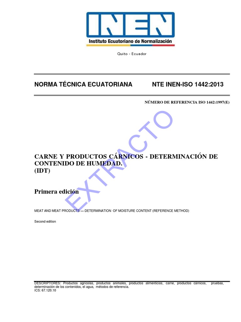 Nte Inen Iso 1442 | PDF | Organización internacional para la ...