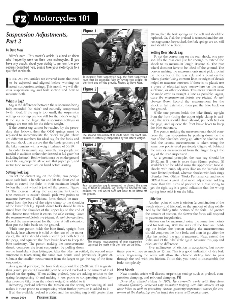 Suspension Settings | PDF | Motorcycle | Land Vehicles