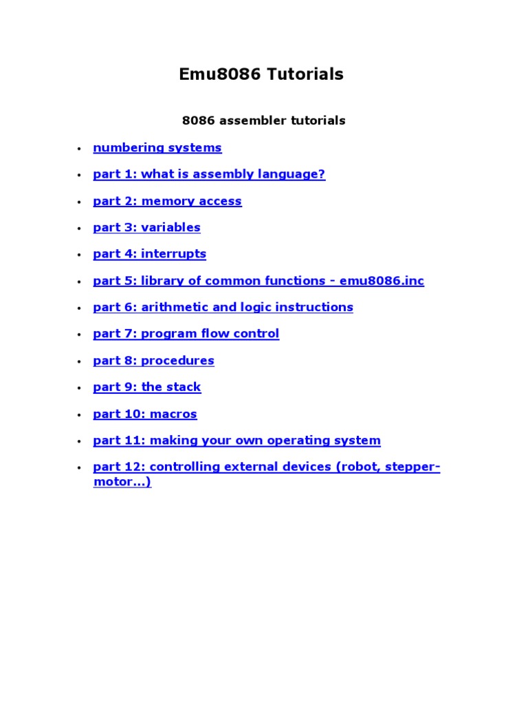 Emu8086 Tutorial | PDF | Assembly Language | Subroutine
