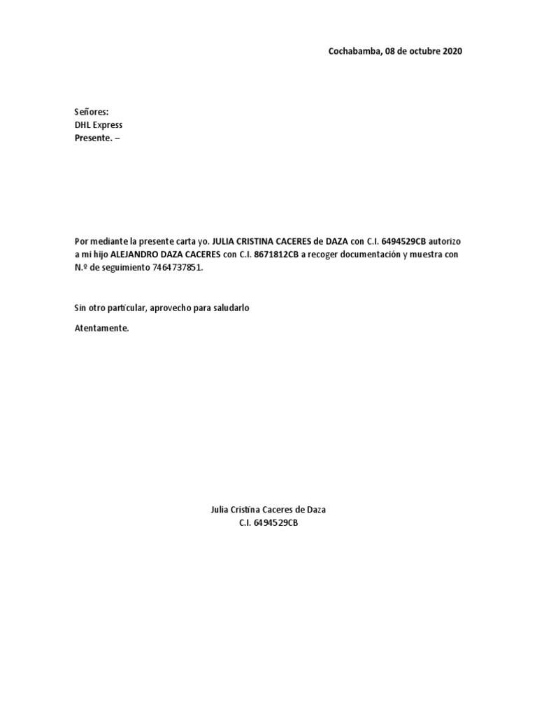 Carta DHL | PDF