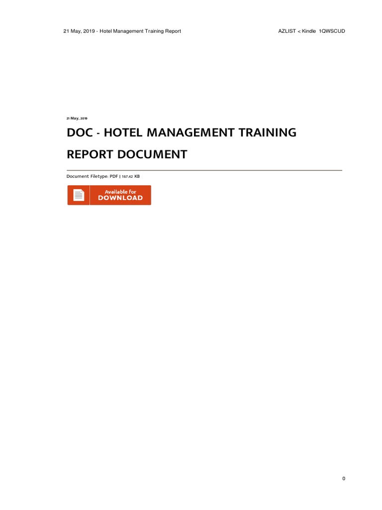 Hotel Management Training Report 2019 | PDF | Hotel | Computing