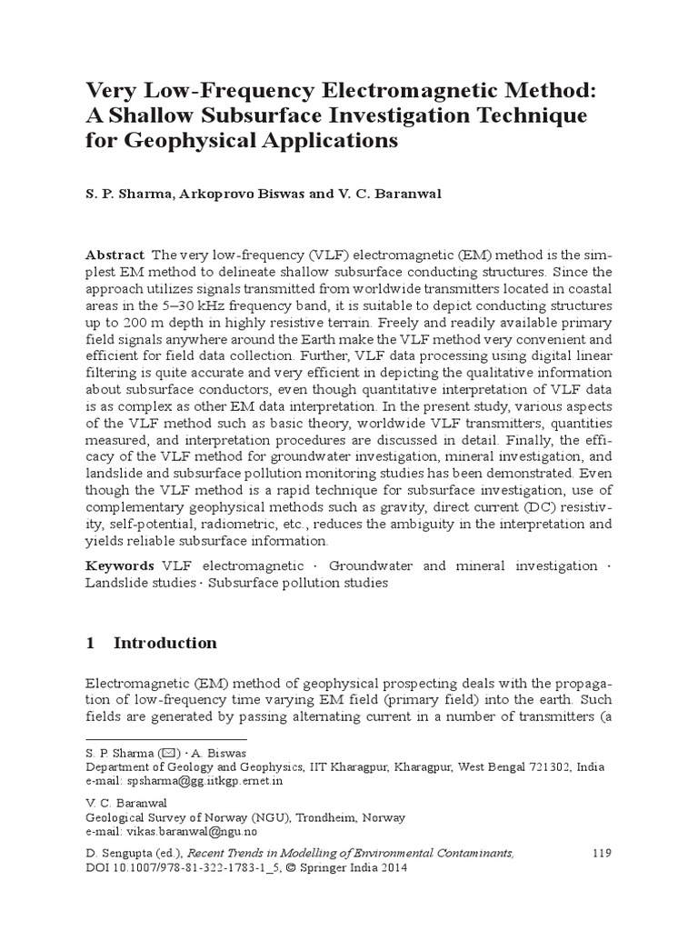 Very Low-Frequency Electromagnetic Method: A Shallow Subsurface ...