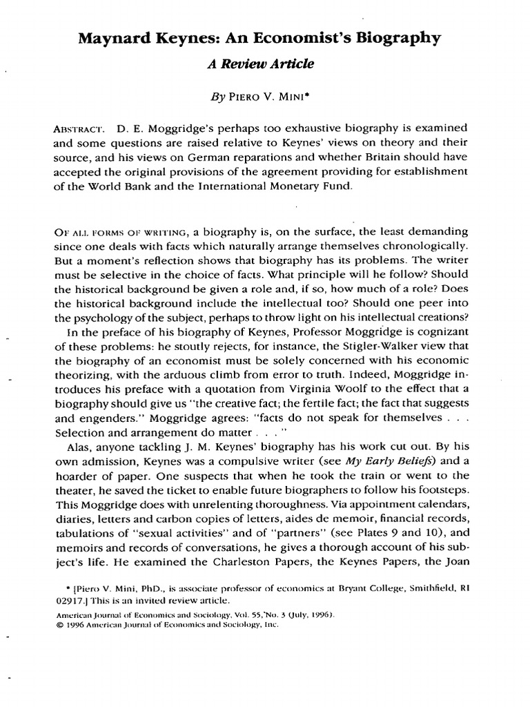Maynard Keynes An Economists Biography | PDF | John Maynard Keynes ...