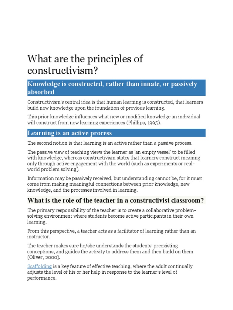 What Are The Principles of Constructivism?: Knowledge Is Constructed ...