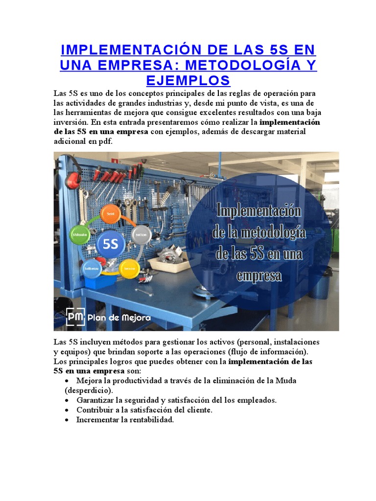 IMPLEMENTACIÓN DE LAS 5S EN UNA EMPRESA Ok | PDF | Business | Negocios ...