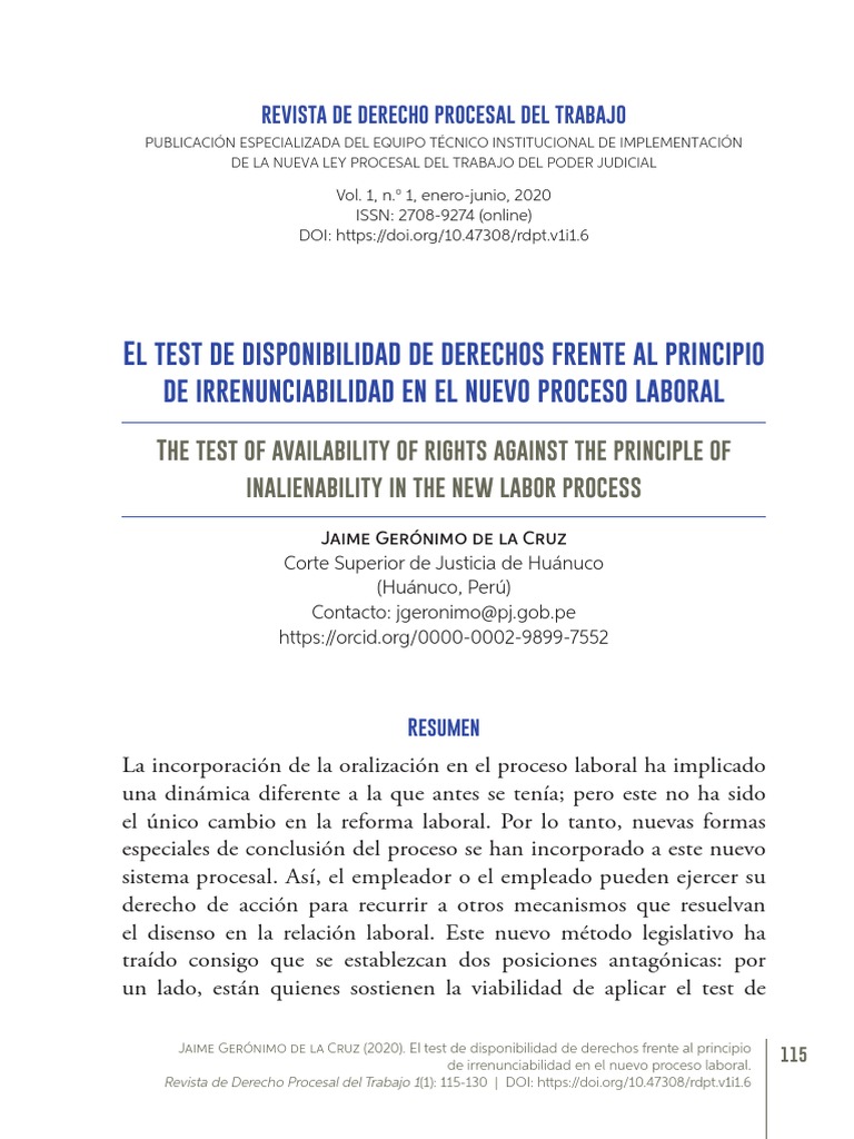 El Test de Disponibilidad de Derechos Frente Al Principio | PDF | Ley ...