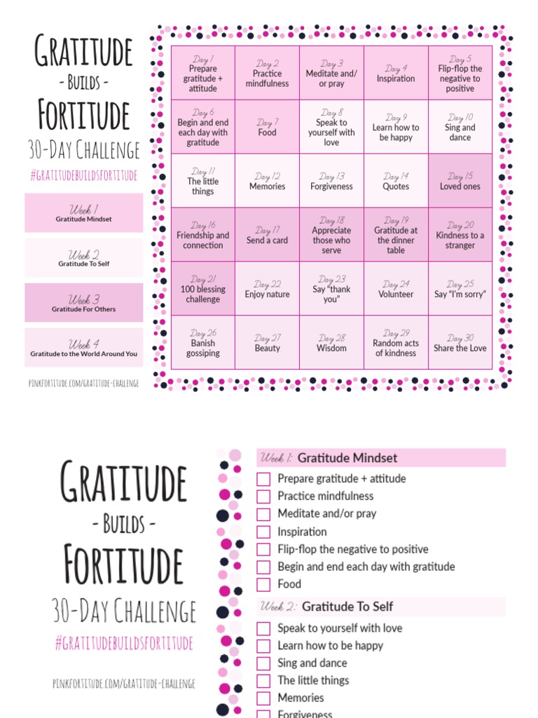 30 Day Gratitude Builds Fortitude Challenge | PDF | Gratitude ...