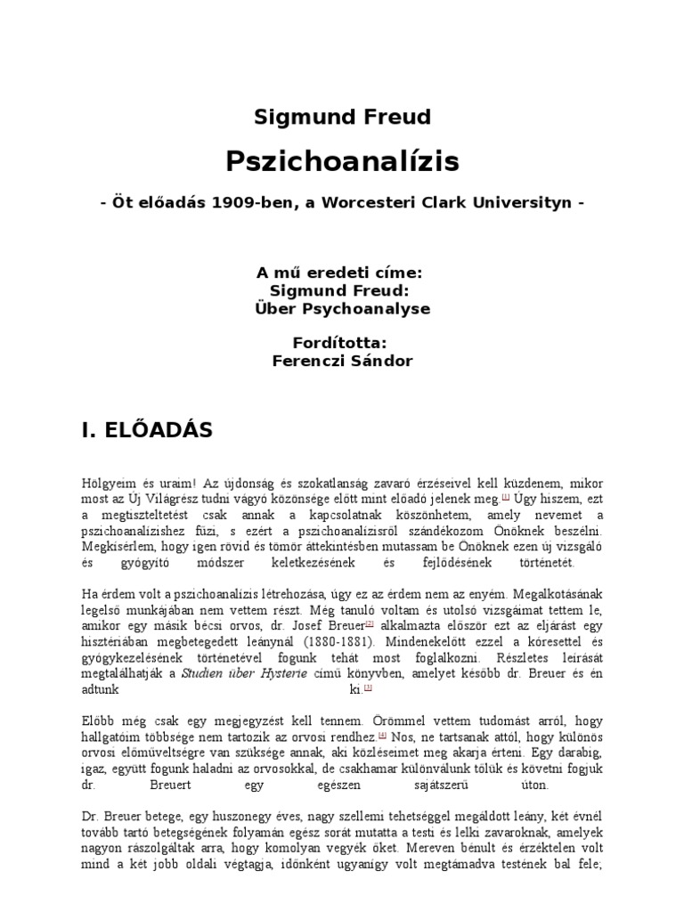 Sigmund Freud - Pszichoanalízis | PDF