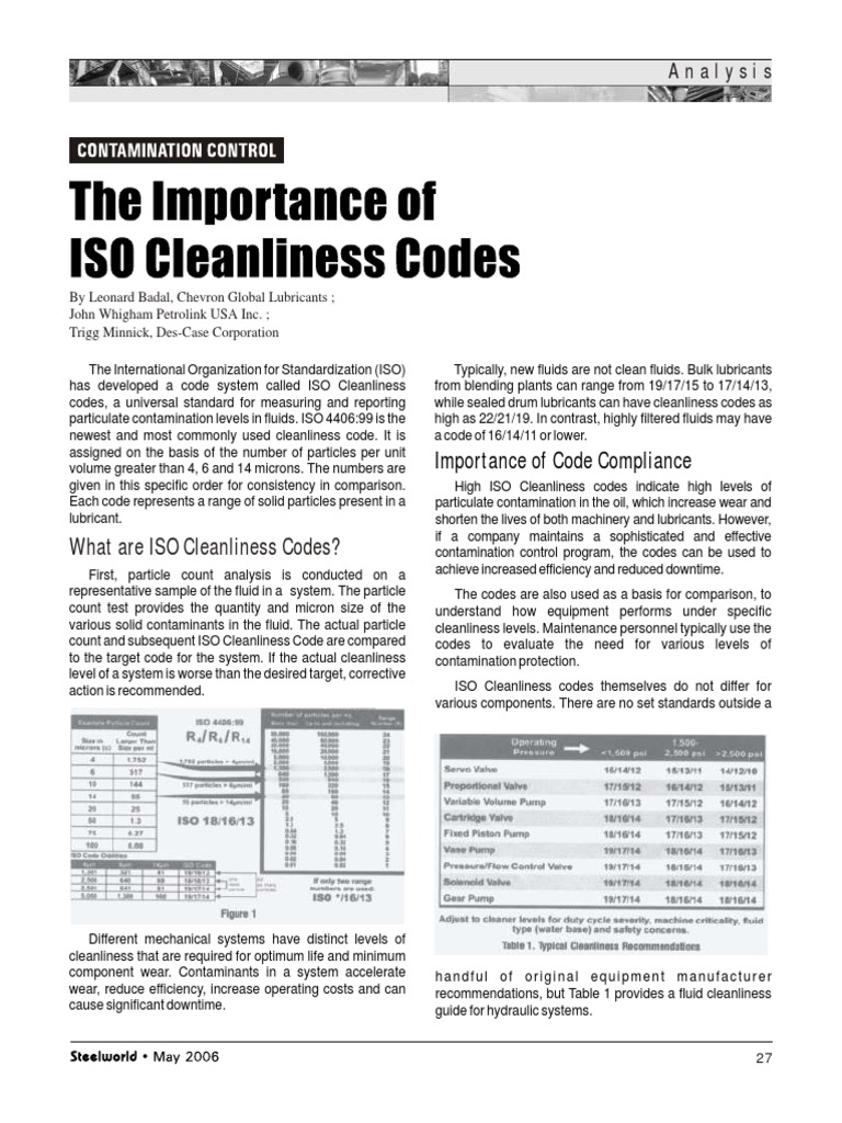 ISO Cleanliness Codes | PDF | Lubricant | Reliability Engineering