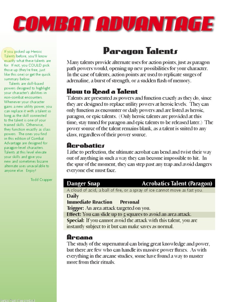 Combat Advantage #05 - Paragon Talents | PDF | Dungeons & Dragons | D20 ...