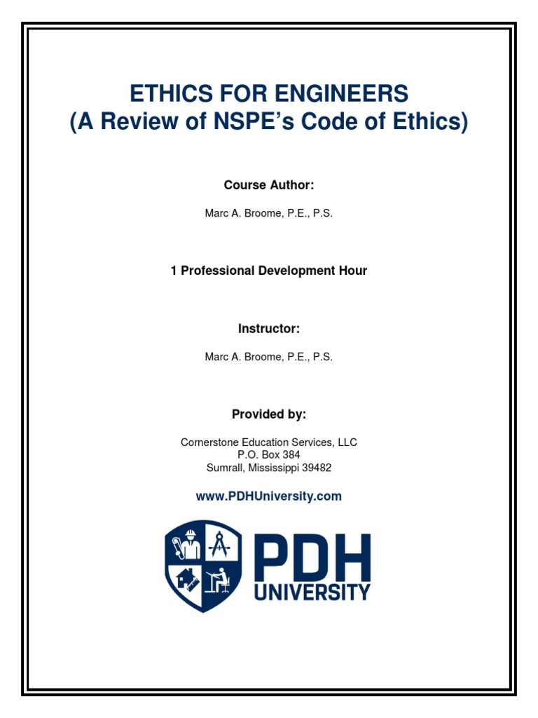 Ethics For Engineers NSPE Code | PDF | Engineer | Profession