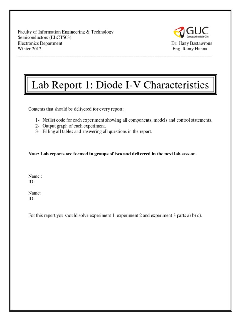Lab Report 1: Diode I-V Characteristics | Download Free PDF | Diode ...
