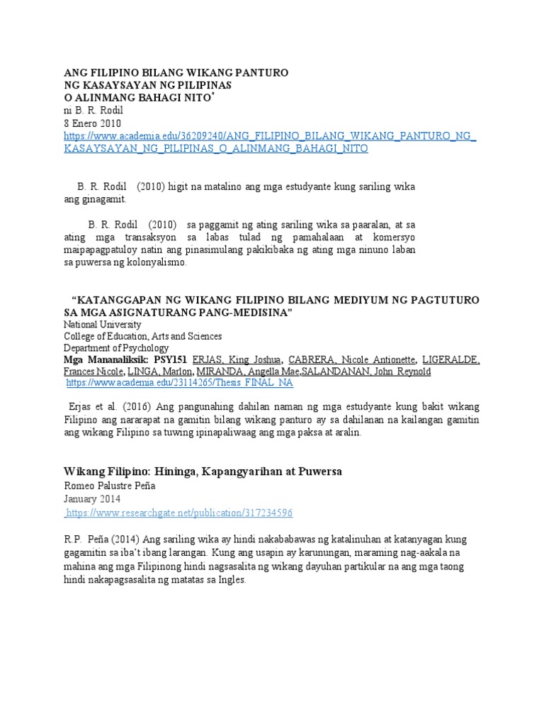 Ang Filipino Bilang Wikang Panturo | PDF