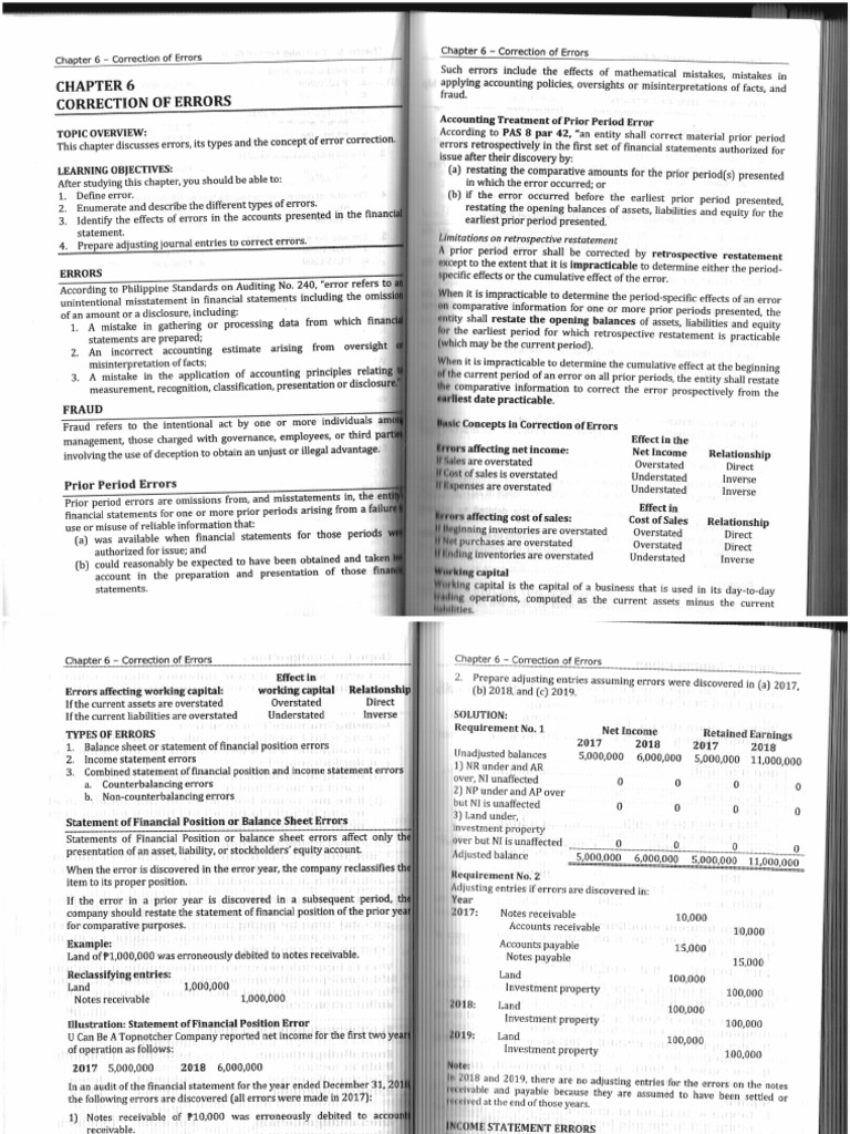 Chapter 6 - Prior Period Errors | PDF