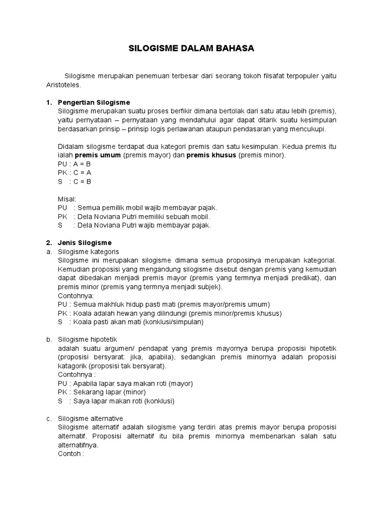 Silogisme Dalam Bahasa | PDF | Seni & Disiplin Bahasa