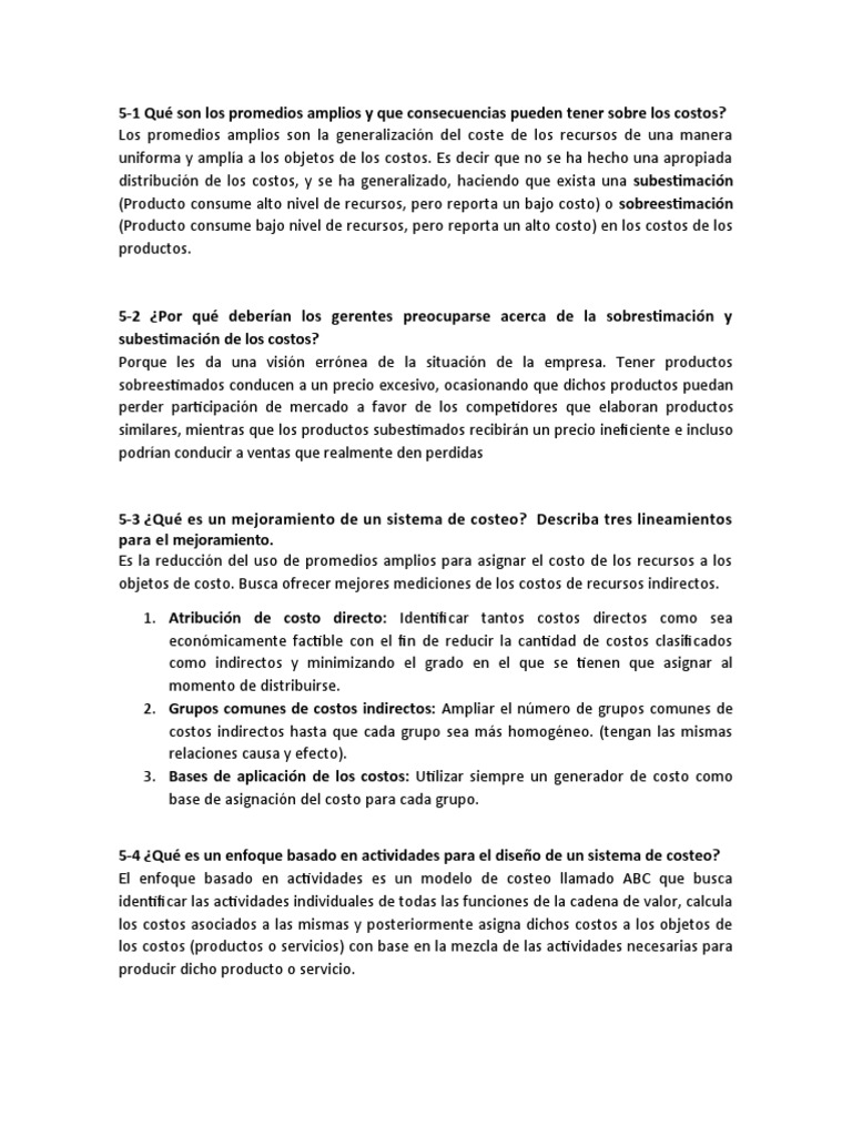 Ejercicios Capitulo 5 | PDF | Empresas | Costo