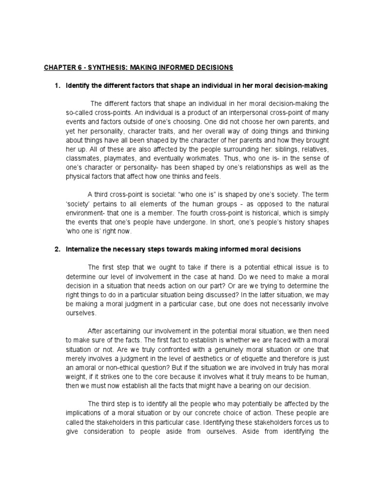 Chapter 6 - Synthesis - Making Informed Decisions | PDF | Metaphysics ...