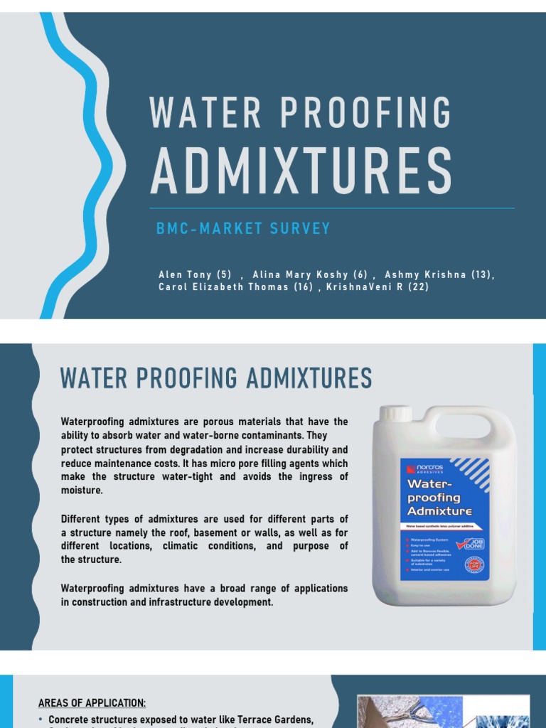 Water Proofing Admixtures | PDF | Concrete | Cement