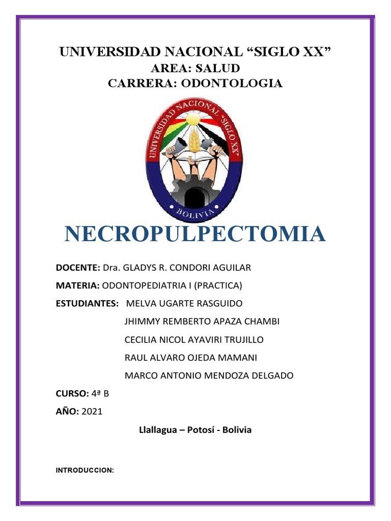 Necropulpectomia Grupo 2.... | PDF | Medicina | Ciencias de la Salud