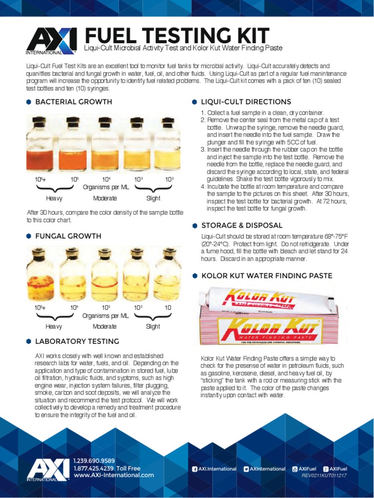 Fuel Testing Kit (Liqui-Cult Microbial Activity) | PDF | Syringe ...