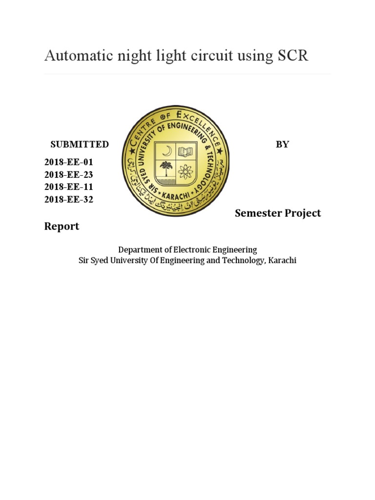 Automatic Night Light Circuit Using SCR: Semester Project | PDF | Bipolar Junction Transistor ...