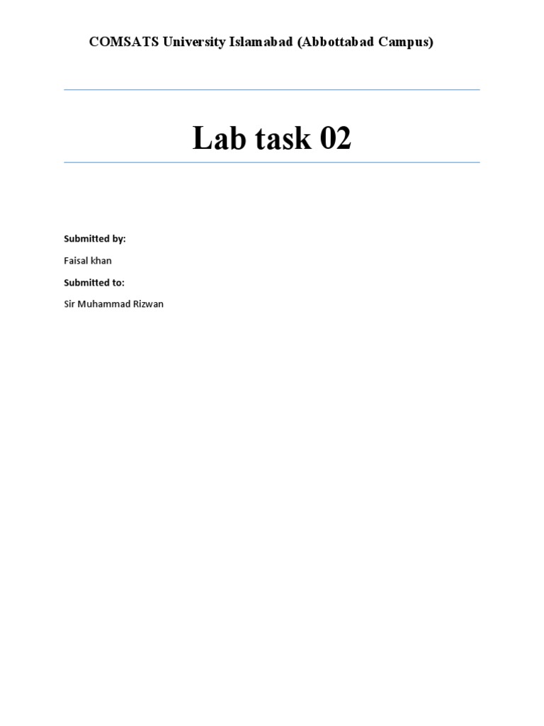 Lab Task 02: COMSATS University Islamabad (Abbottabad Campus) | PDF ...