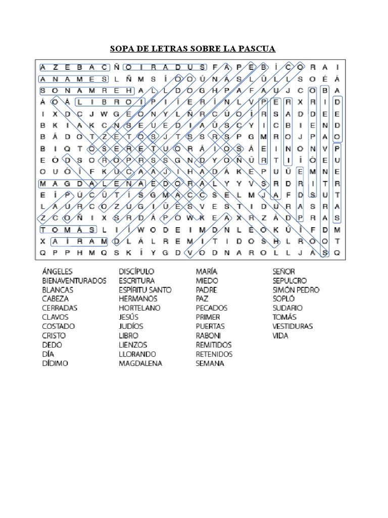 Sopa de Letras Sobre La Pascua | PDF
