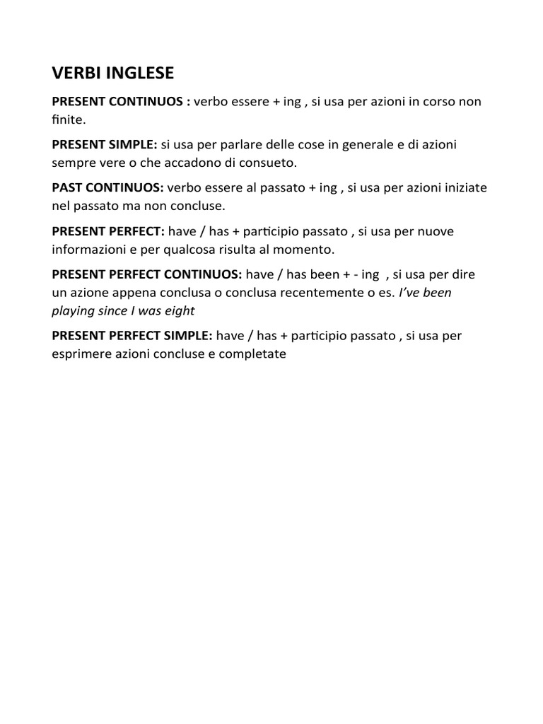 Verbi Inglese | PDF