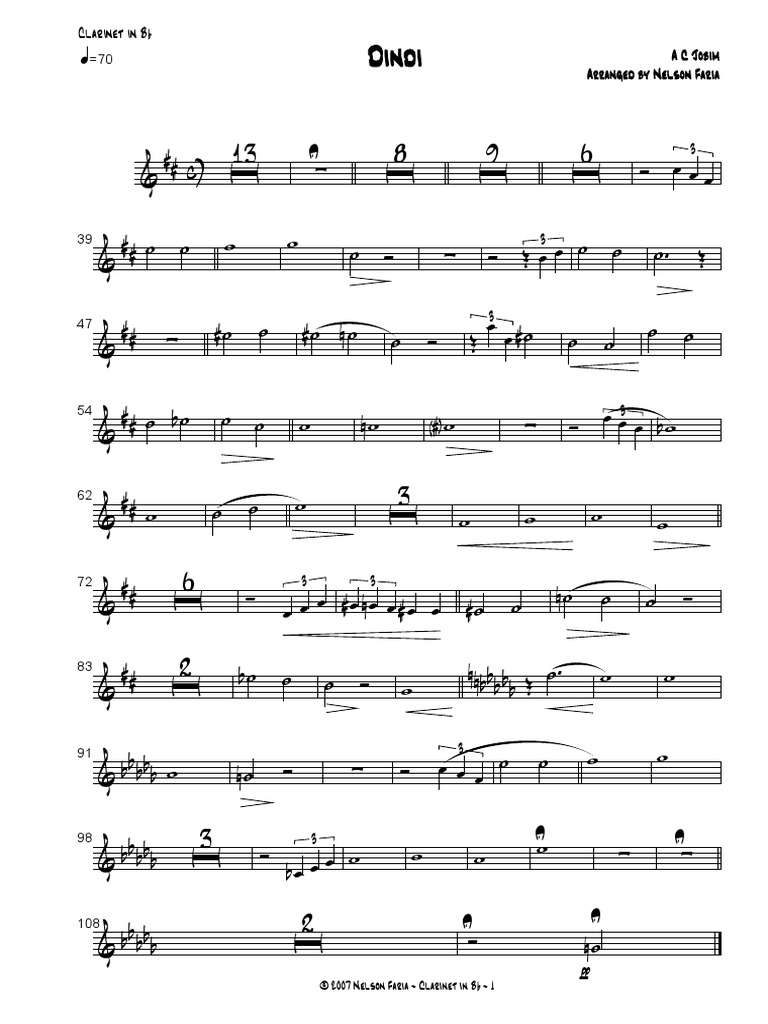 Dindi - Clarinet in BB | PDF