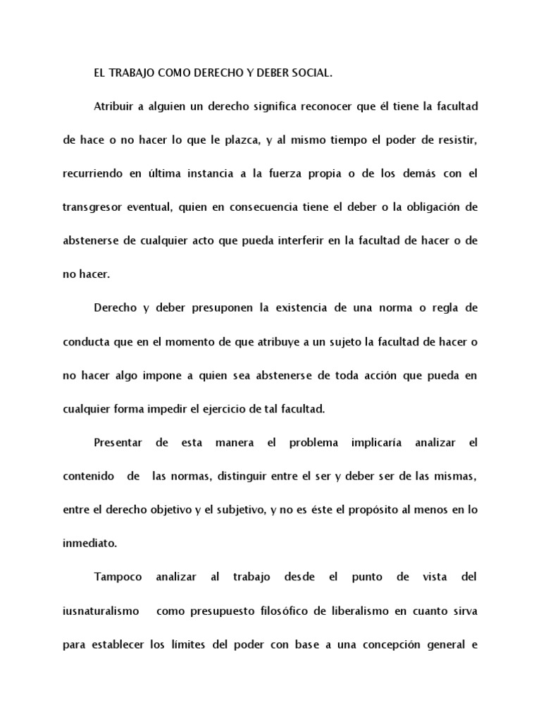 El Trabajo Como Derecho y Deber Social | PDF | La Ley natural | Justicia