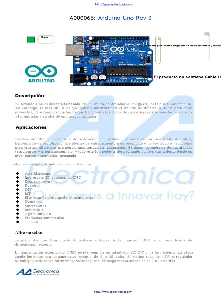 Arduino Uno Rev 3: Descripción | PDF | Arduino | USB