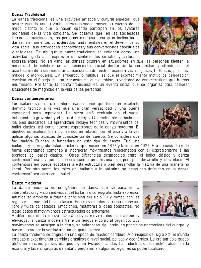 Tipos de Danzas | PDF | Ballet | Bailes