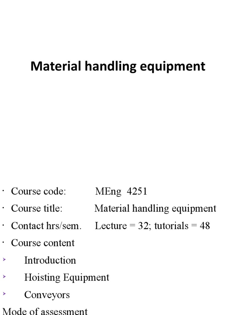 Material Handling Equipment | PDF | Supply Chain Management | Industries