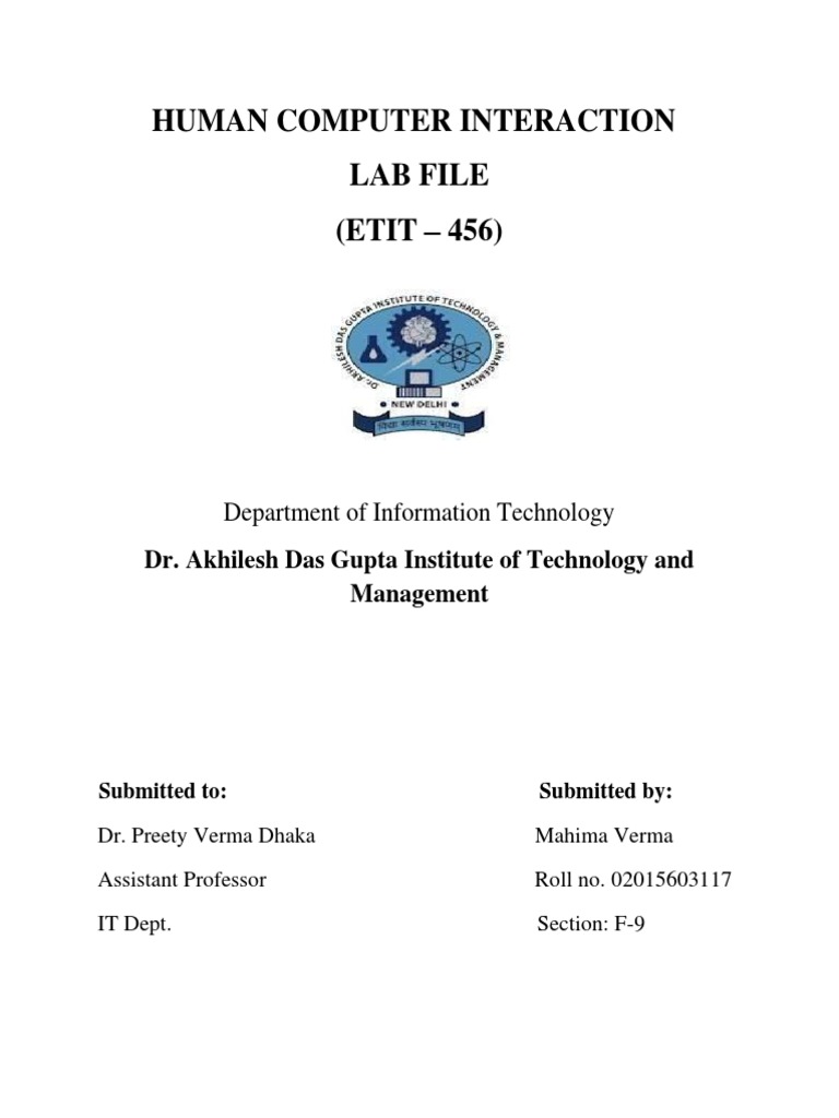 HCI LabFile Mahima Verma F9 02015603117 | PDF | Menu (Computing) | Icon (Computing)