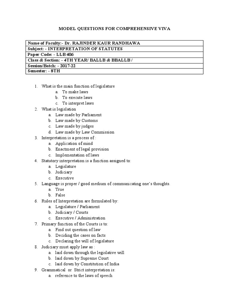 IOS - 100 MCQs - COMPREHENSIVE VIVA | PDF | Statutory Interpretation | Precedent