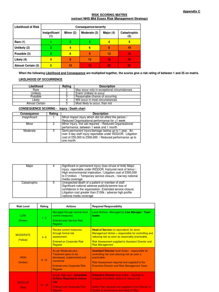 009.1c Risk Scoring Matrix 250713 | PDF | Risk | Risk Management